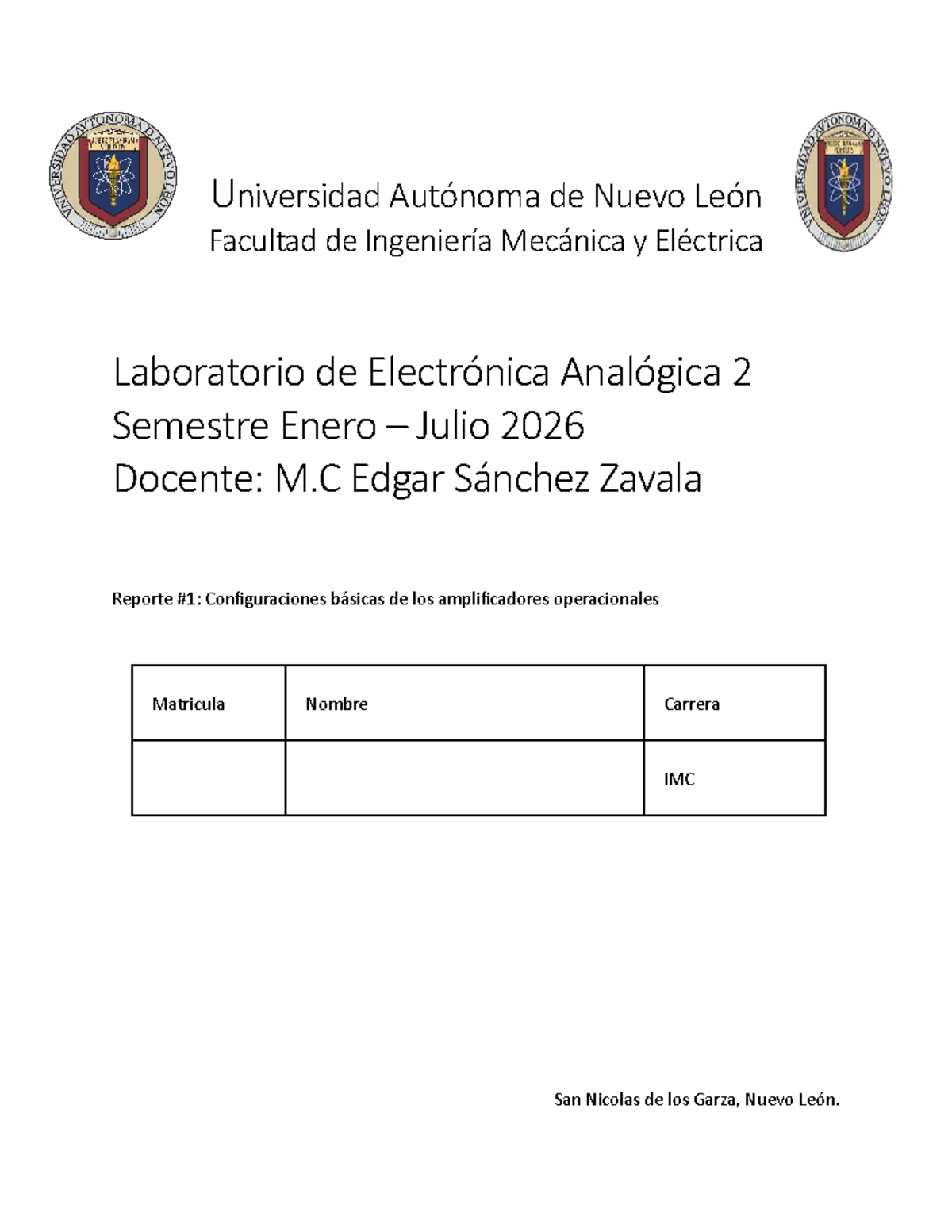 Reporte de Laboratorio: Configuraciones de Amplificadores Operacionales ...
