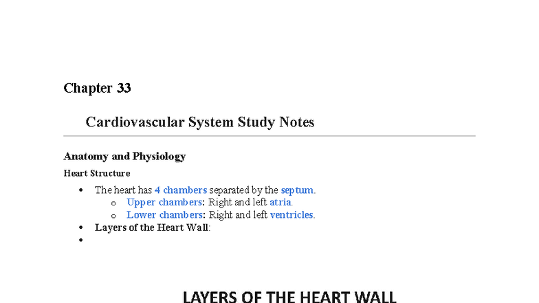 Chapter 33 - Cardiovascular System Study Notes: Anatomy & Physiology ...