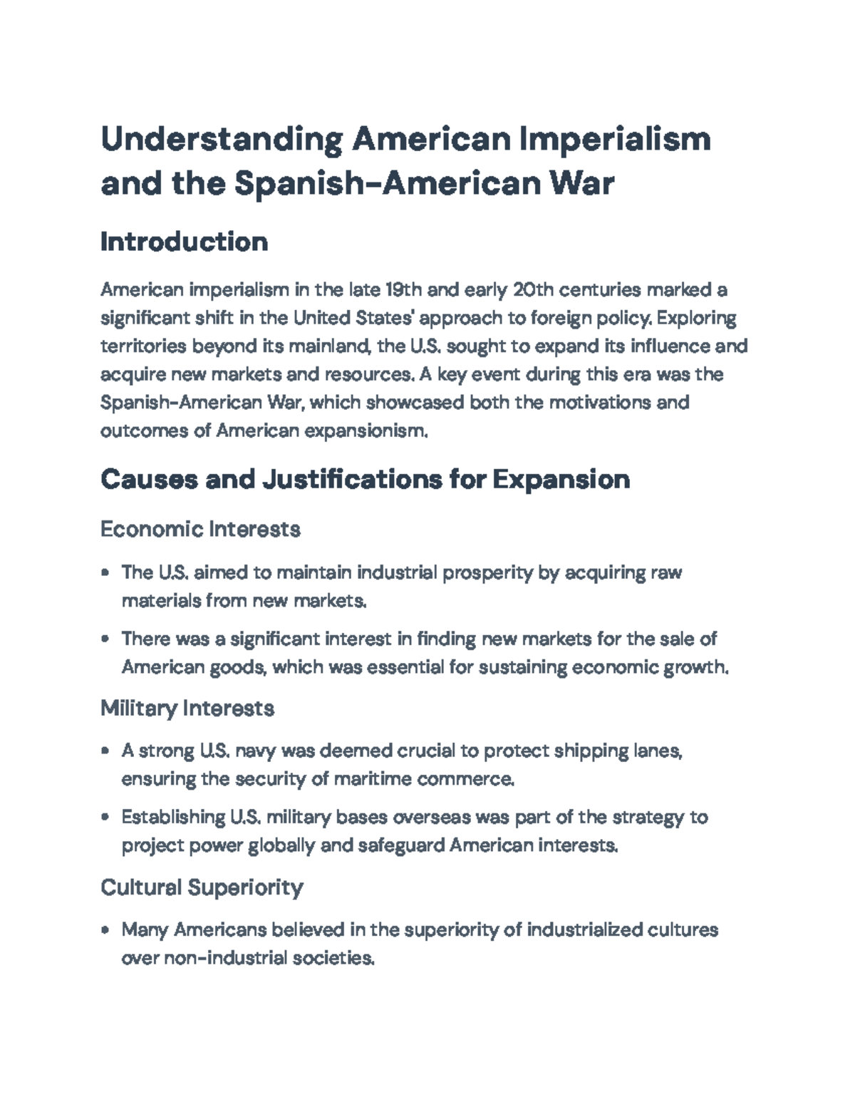 Understanding American Imperialism and the Spanish-American War ...