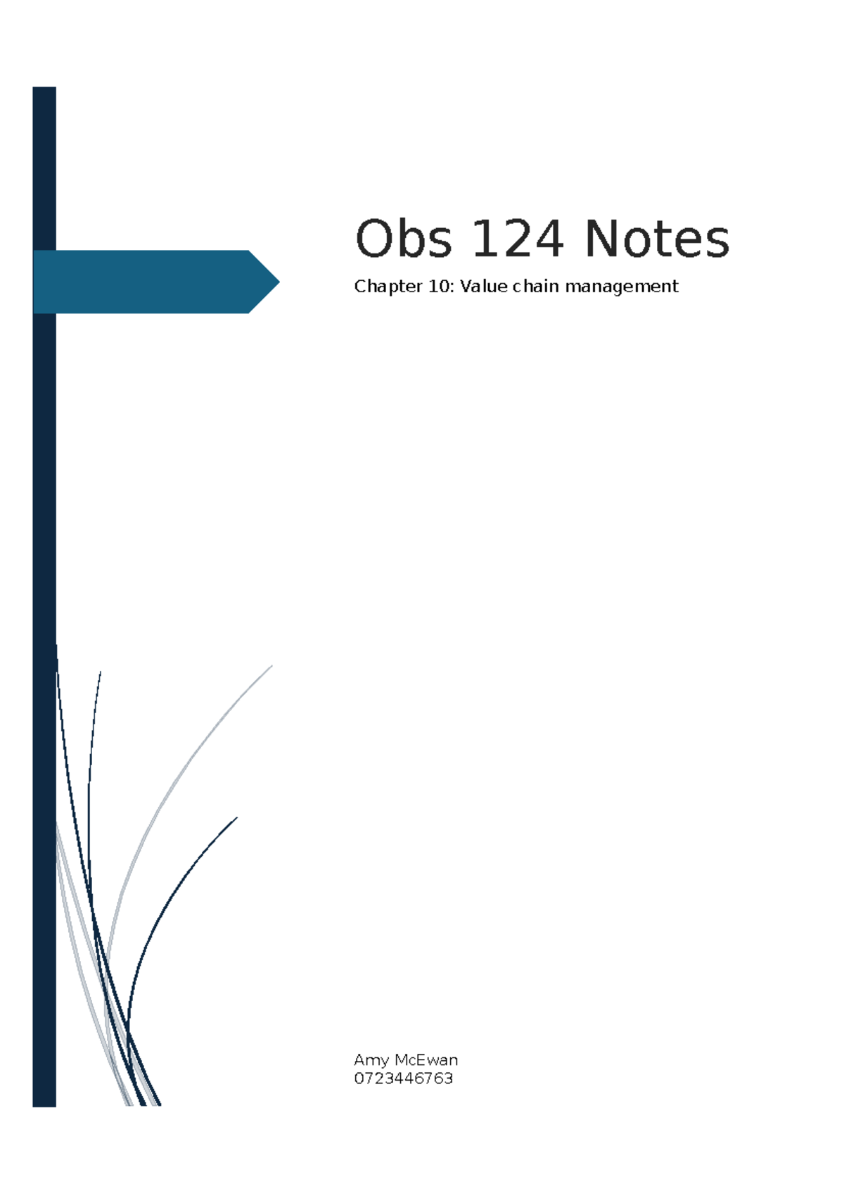 Obs 124 Chapter 10 Study Notes: Value Chain Management Insights - Studocu