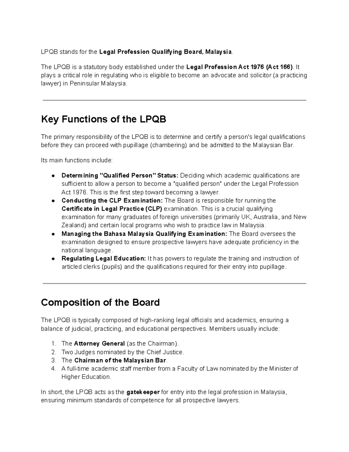 LPQB - Overview of the Legal Profession Qualifying Board in Malaysia ...