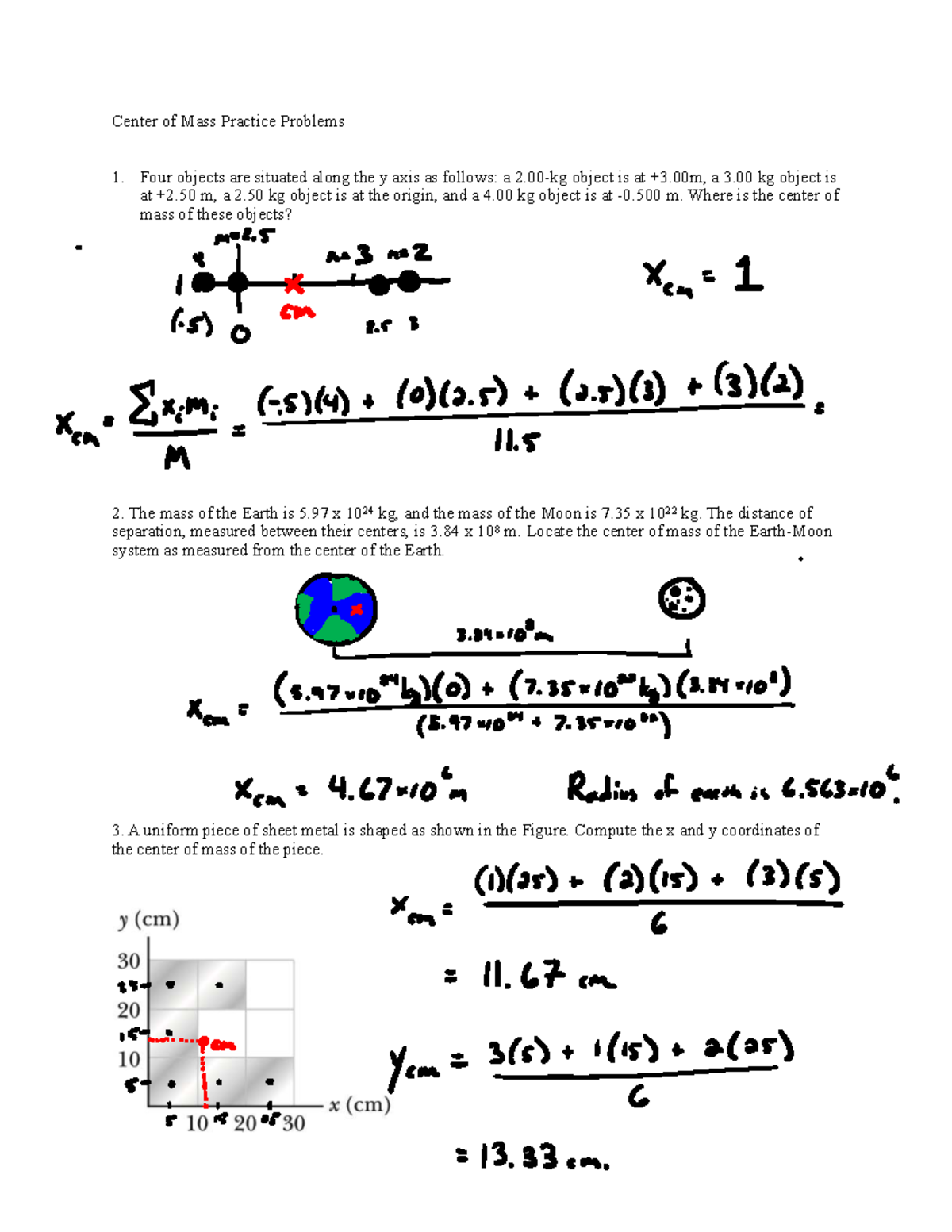Unit 4 Practice Review Problems: Center of Mass & Impulse - Studocu