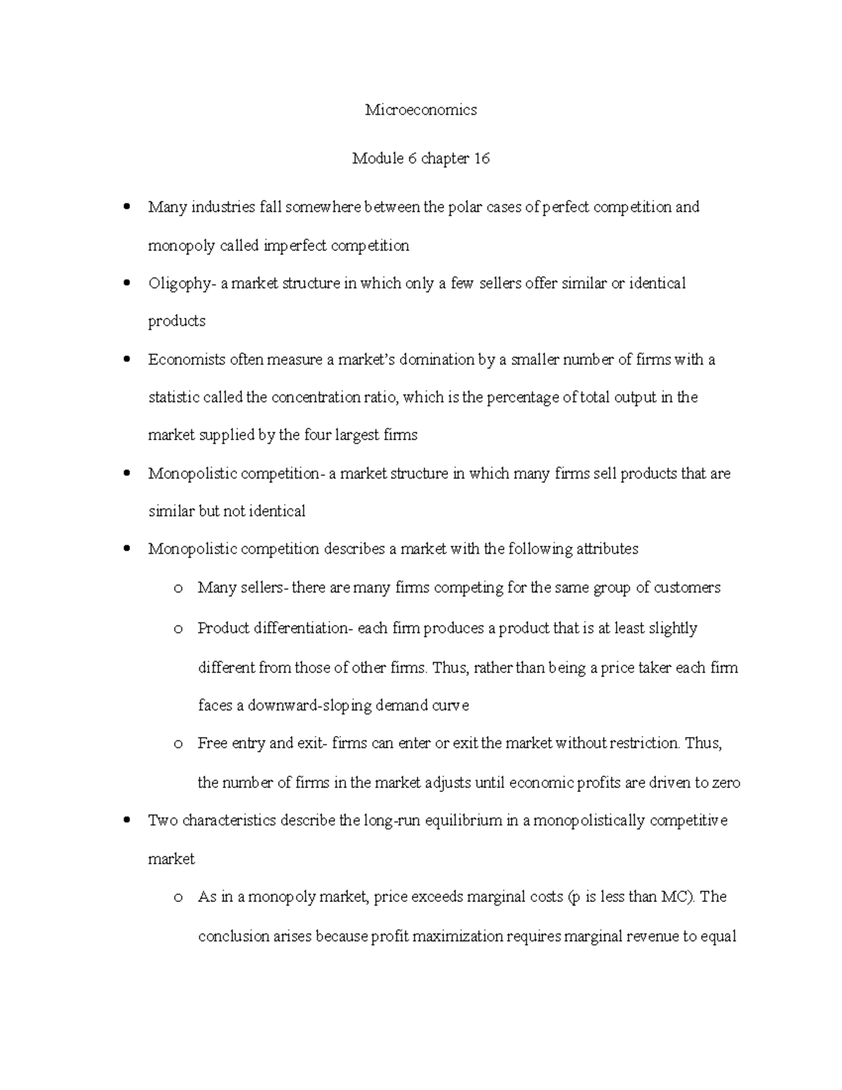 Module 6 chapet 16 - notes - Microeconomics Module 6 chapter 16 Many ...