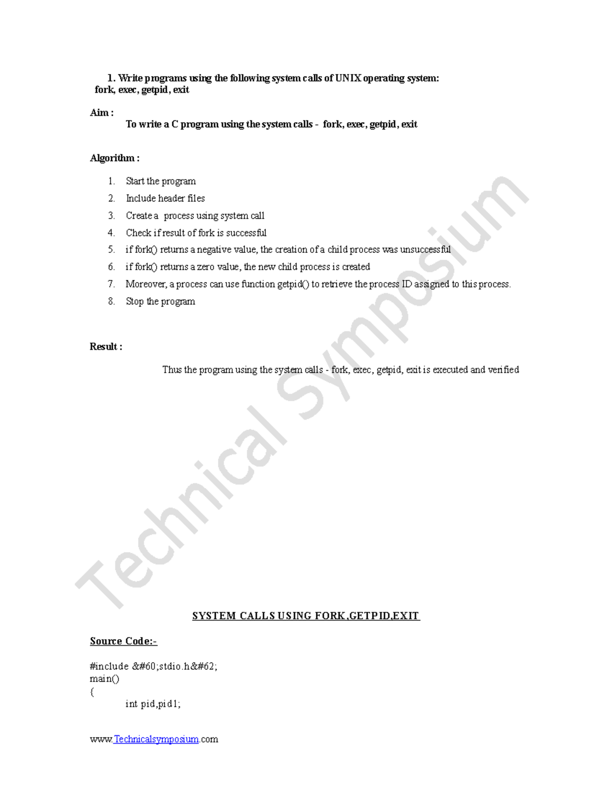 Oslab 1 - OS LAB 1 - 1. Write programs using the following system calls ...