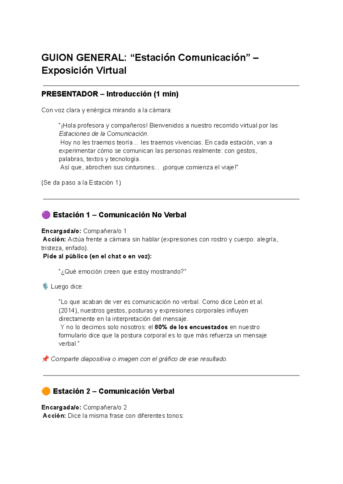 GUION GENERAL: Exposición Virtual sobre Comunicación Efectiva - Studocu