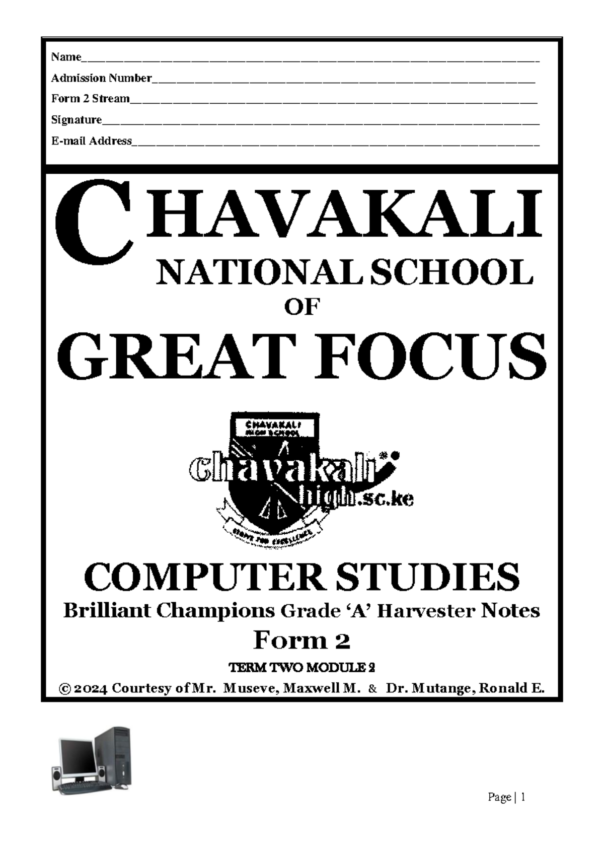 Form 2 Computer Studies Notes: Spreadsheets & Databases (766402156 ...