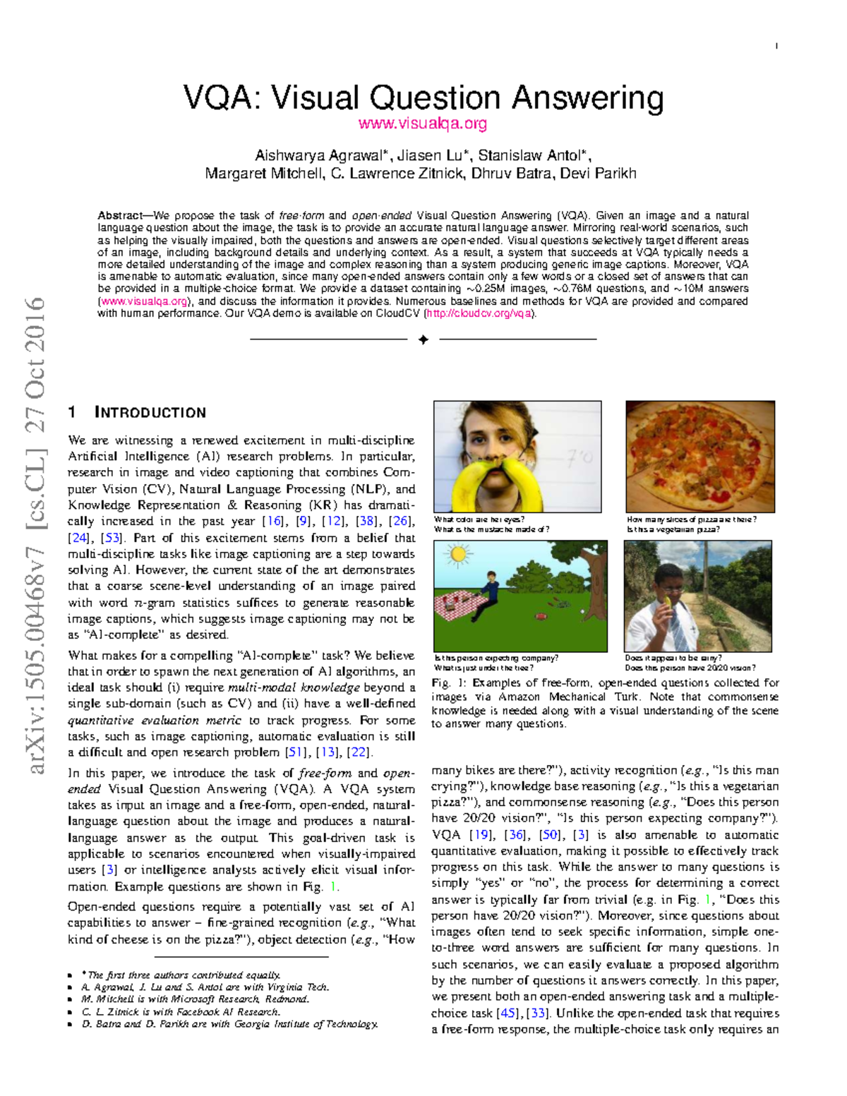 VQA: Visual Question Answering - Chapter 3 Lecture Notes - Studocu