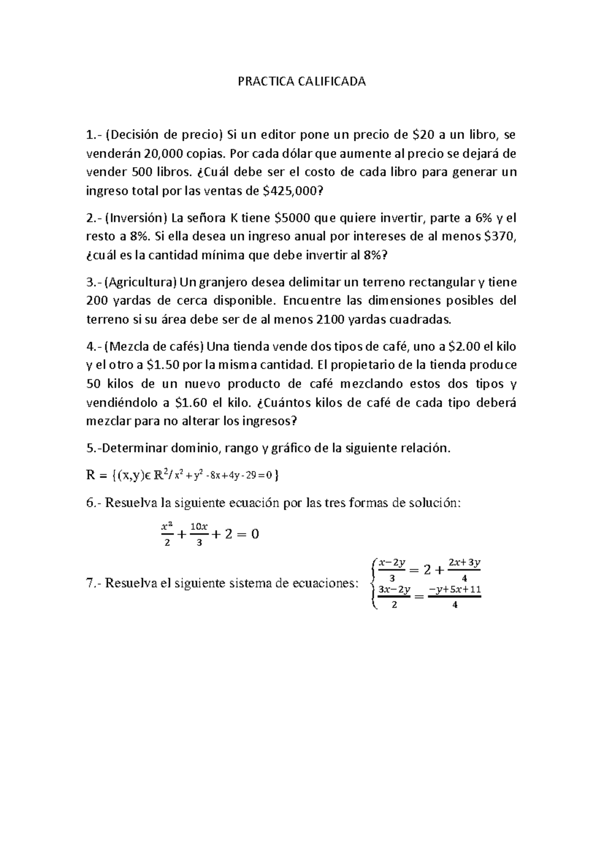 Práctica Calificada: Unidad II - Decisiones de Precio y Mezclas - Studocu