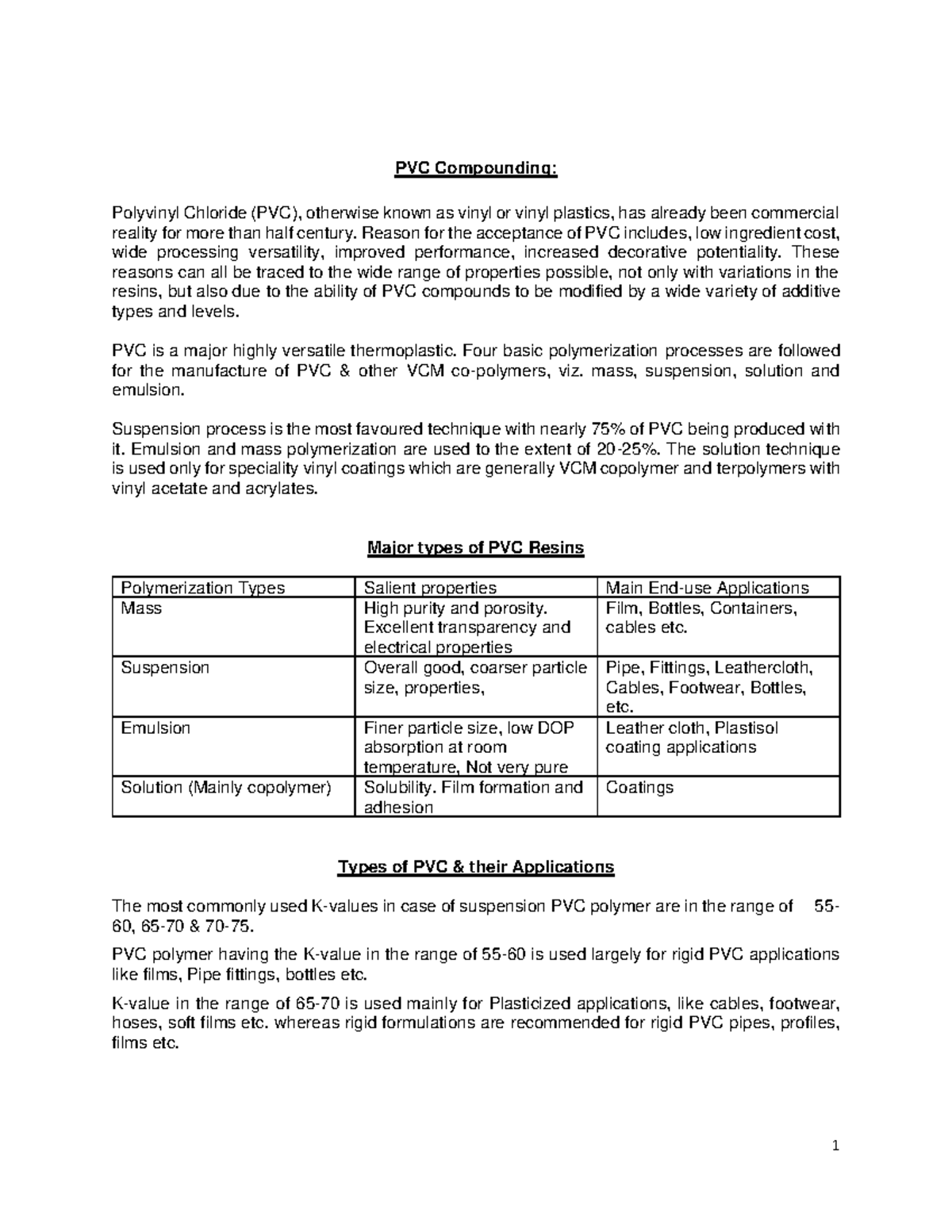 PVC Compounding 1-NSA: Key Formulations & Process Diagrams - Studocu
