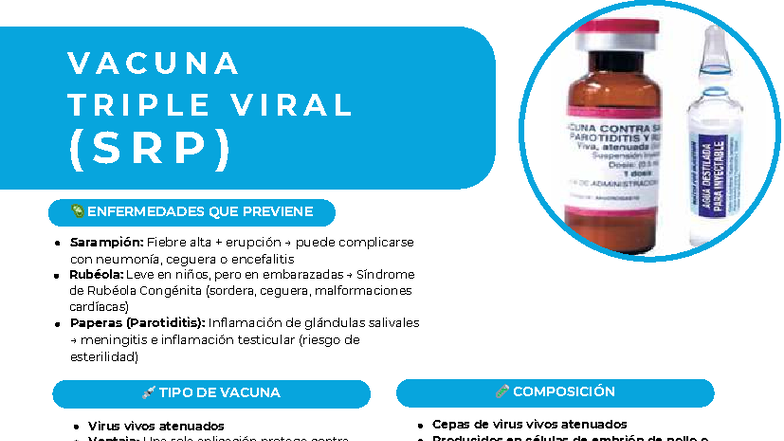 Vacuna Triple Viral (SRP) - Apuntes para Enfermería - Studocu