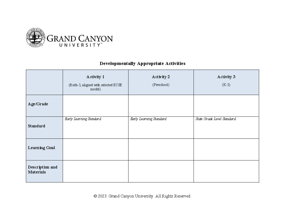 ECS-125-T4-Activities Template - ECS-125 - Developmentally Appropriate ...