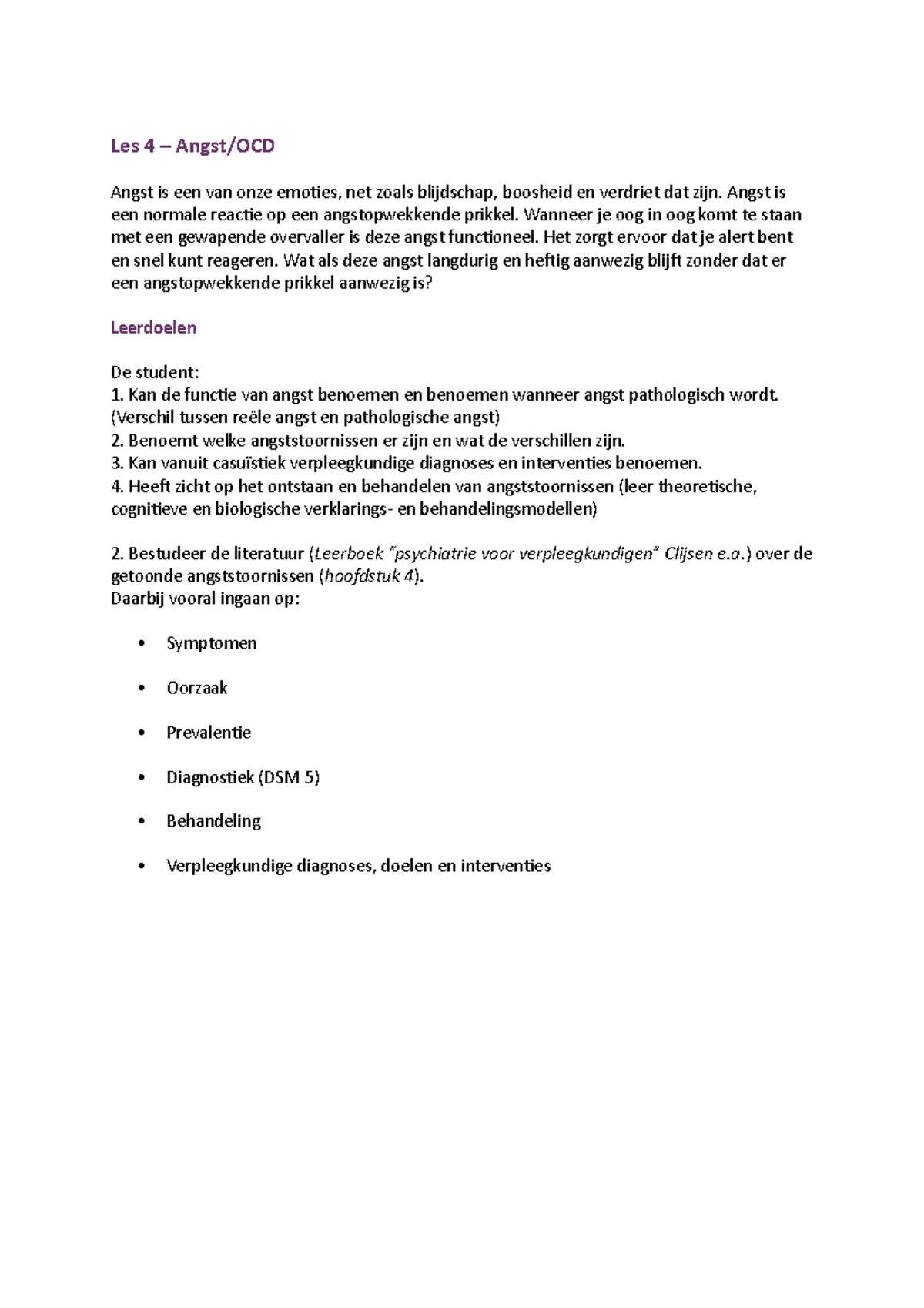 Les 4 – Angst:OCD AFP - samenvatting lesstof angst/OCD - AFP - Les 4 ...
