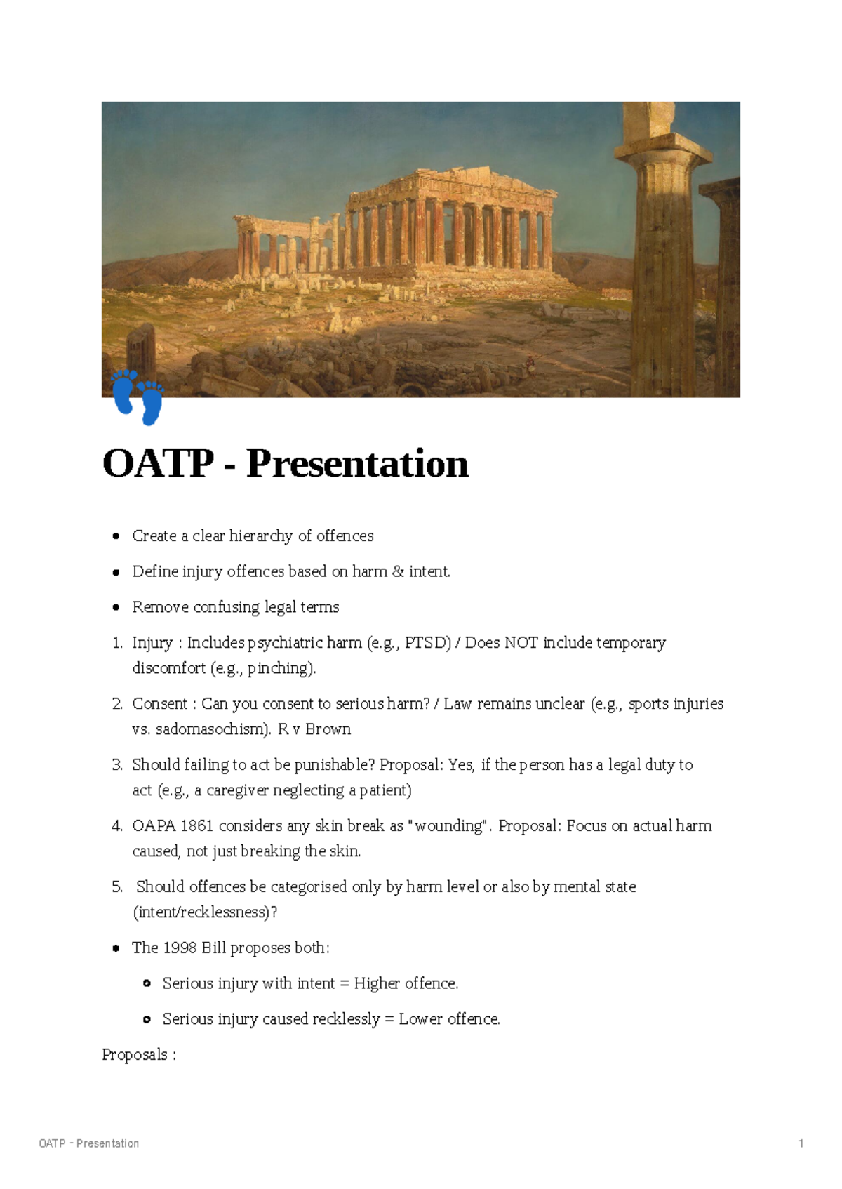 OATP Presentation: Reforming Injury Offences and Legal Clarity in ...