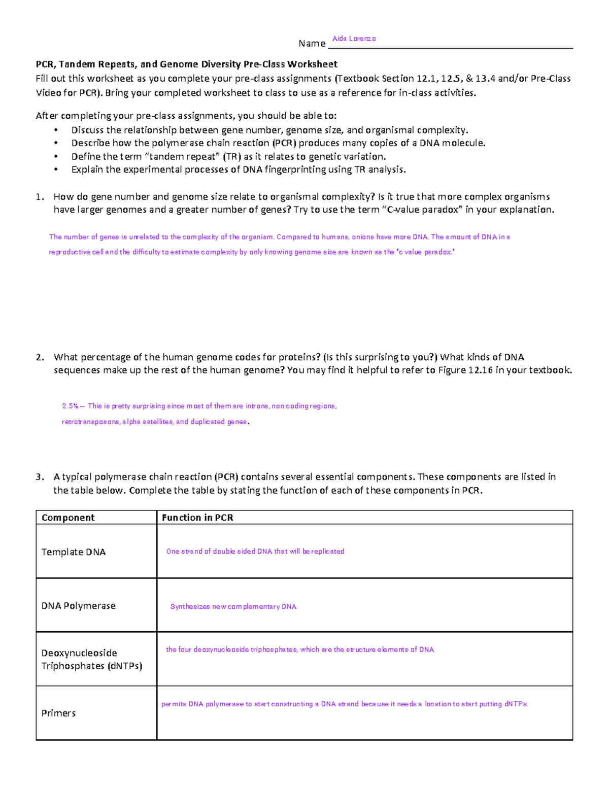 Kami Export - Week 9b Pre-Class Worksheet on PCR & Tandem Repeats - Studocu