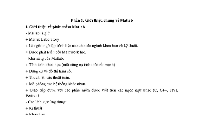 [TH HT] Giới thiệu về Matlab: Tính toán và Vẽ đồ thị - Studocu