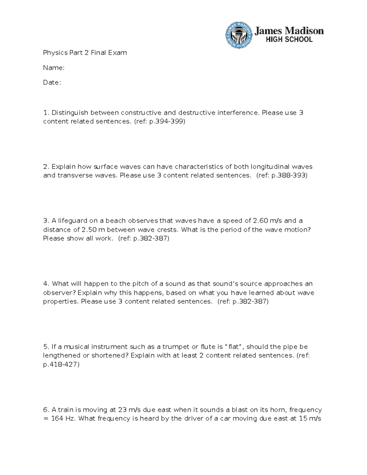 SC092 21 Physics Part 2 Final Exam Questions and Solutions - Studocu