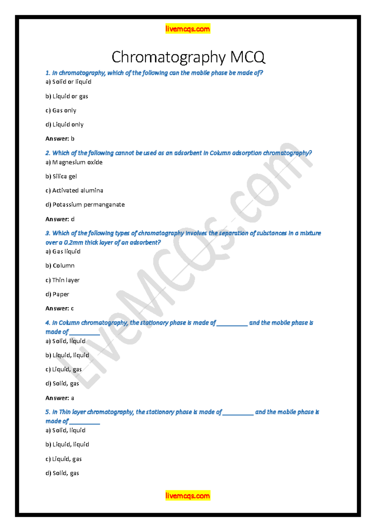 Chromatography MCQ Practice for Exam Revision - Essential Study Guide ...
