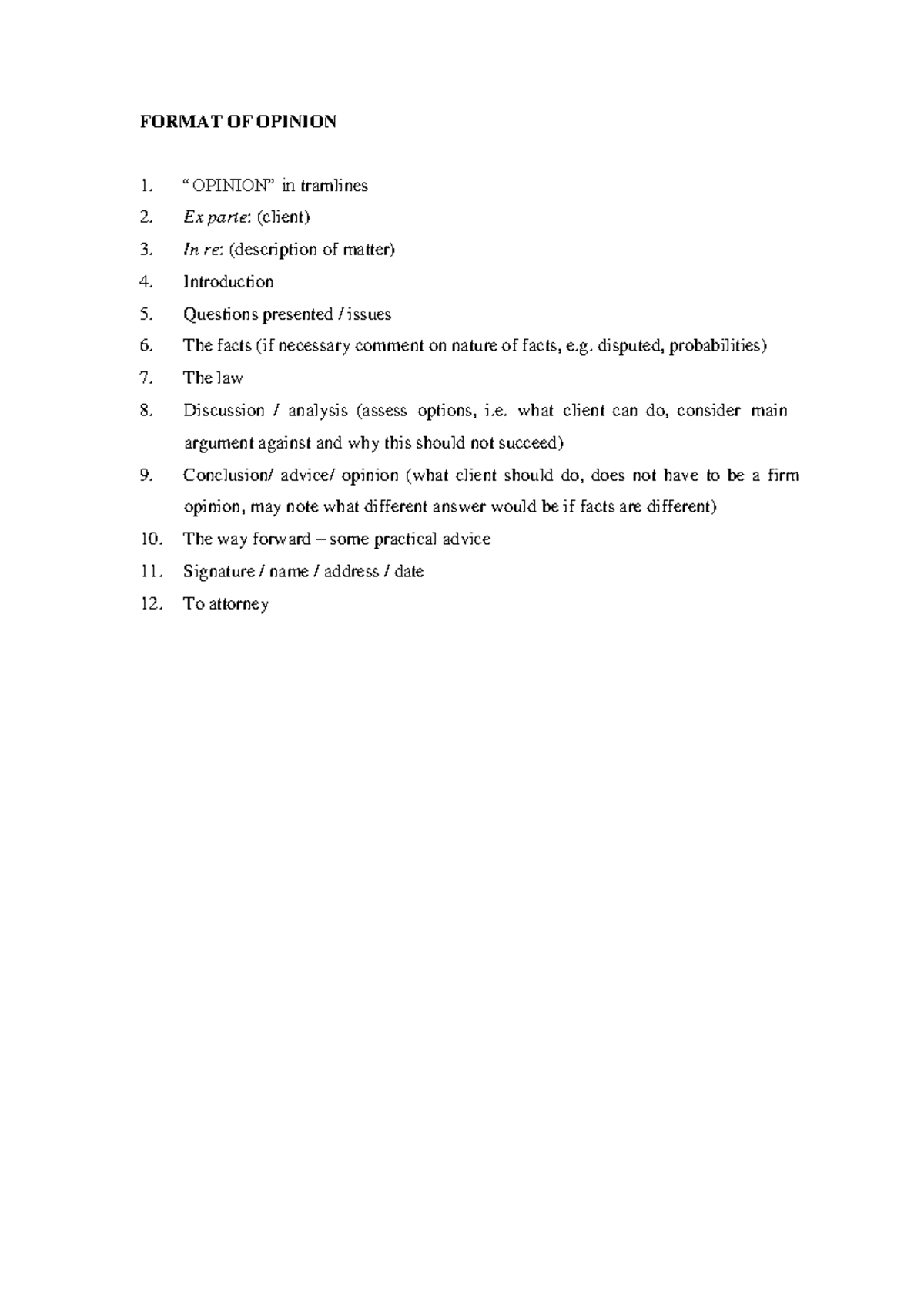 Legal Opinion Template: Divorce & Forfeiture Issues Analysis - Studocu