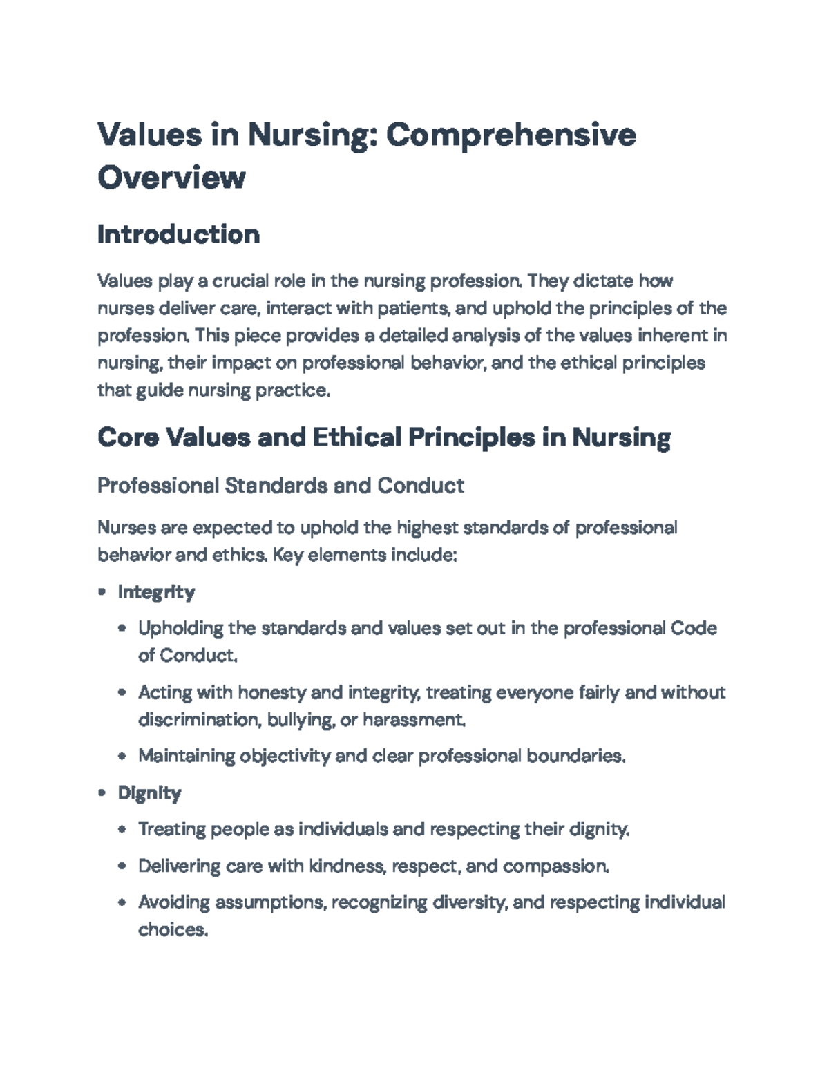 Values and Ethical Principles in Nursing: A Comprehensive Overview ...