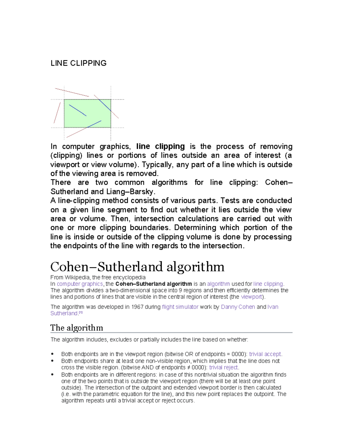 LINE Clipping Algorithms: Cohen-Sutherland Overview and Application ...