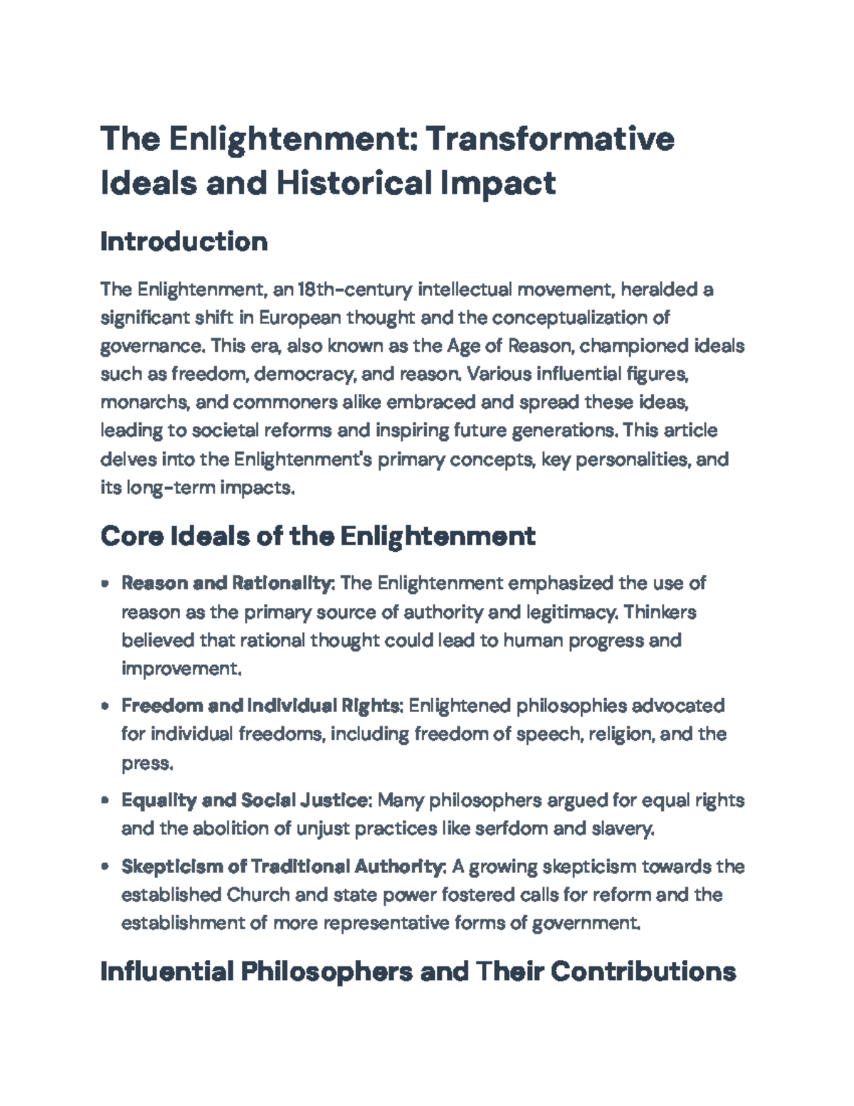 The Enlightenment: Key Concepts, Influences, and Historical Impact ...