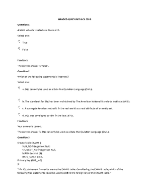 [Solved] Assignment Information Consider a scenario where you need - Databases 1 (CS 2203) - Studocu