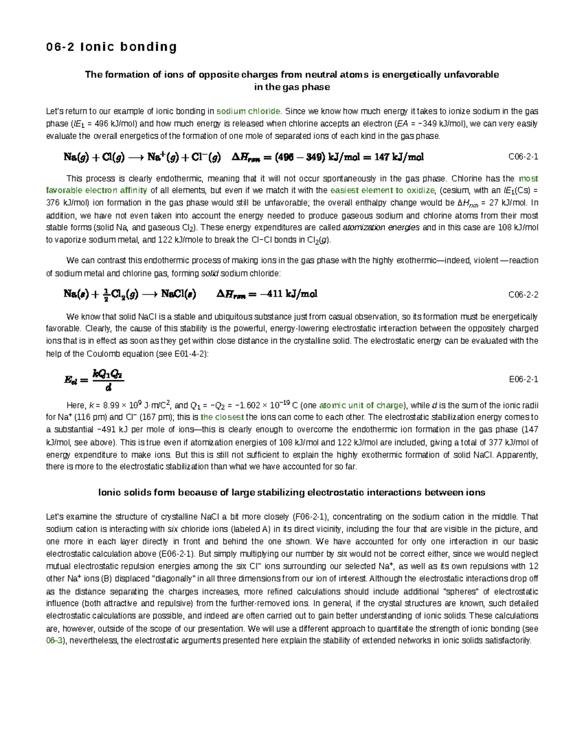 Ionic Bonding and Electrostatic Interactions in NaCl: A Study - Studocu