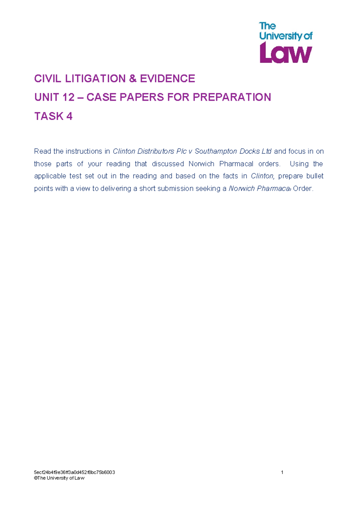CIVIL LITIGATION & EVIDENCE - Task 4: Clinton Case Study Analysis - Studocu