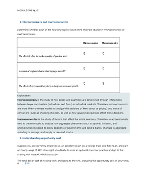 ECO201 Module One Quiz - ECO201 - Module One Quiz - Studocu