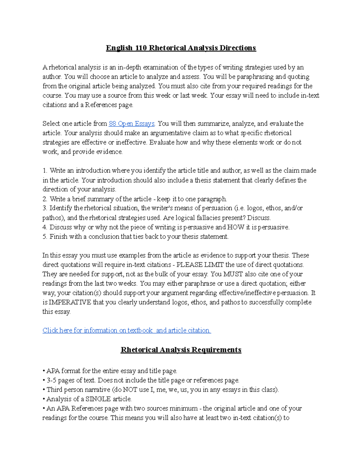 English 110 Rhetorical Analysis: Directions and Grading Rubric Guide ...