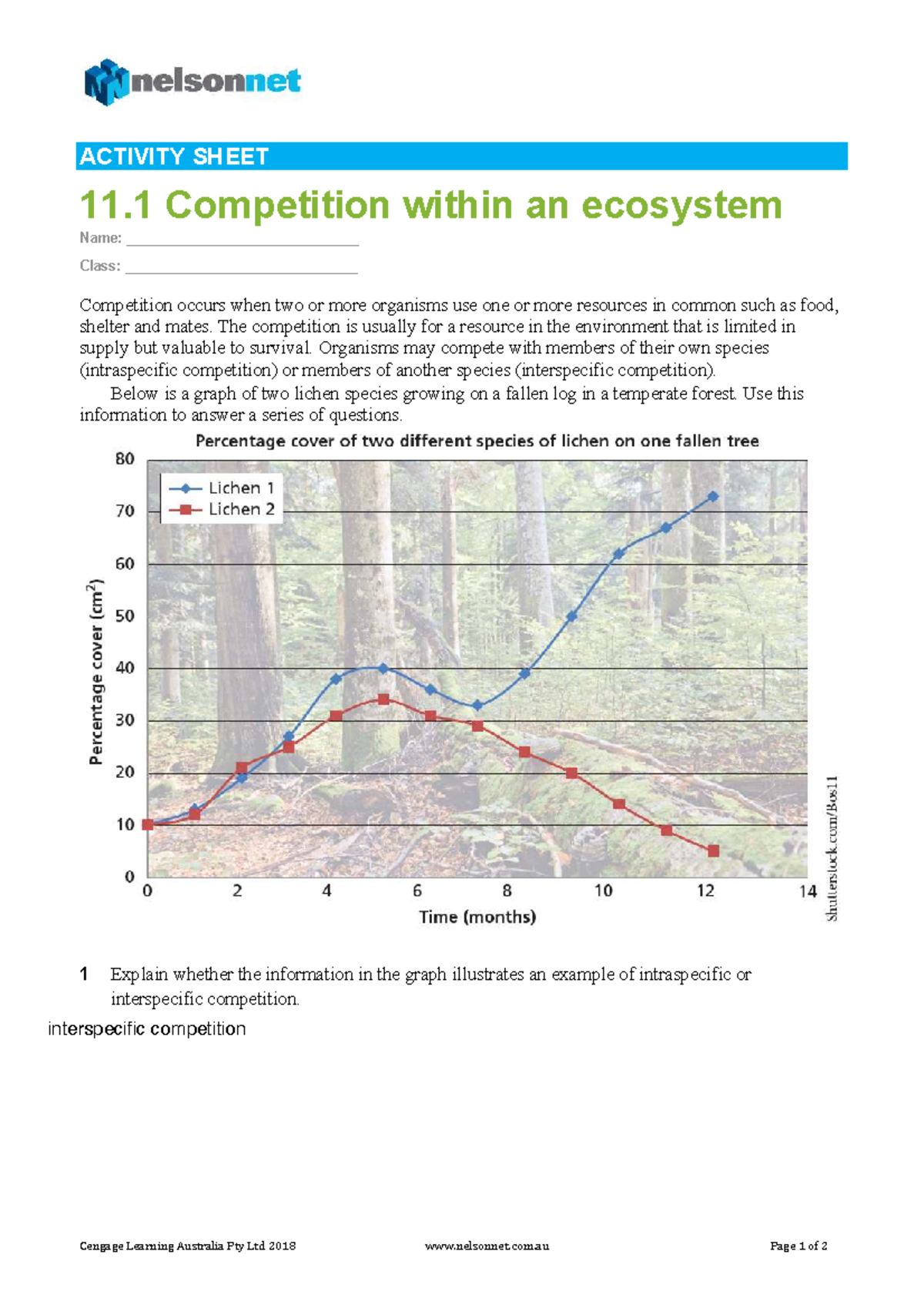 ACTIVITY SHEET 11.1: Competition in Ecosystems Analysis - Studocu