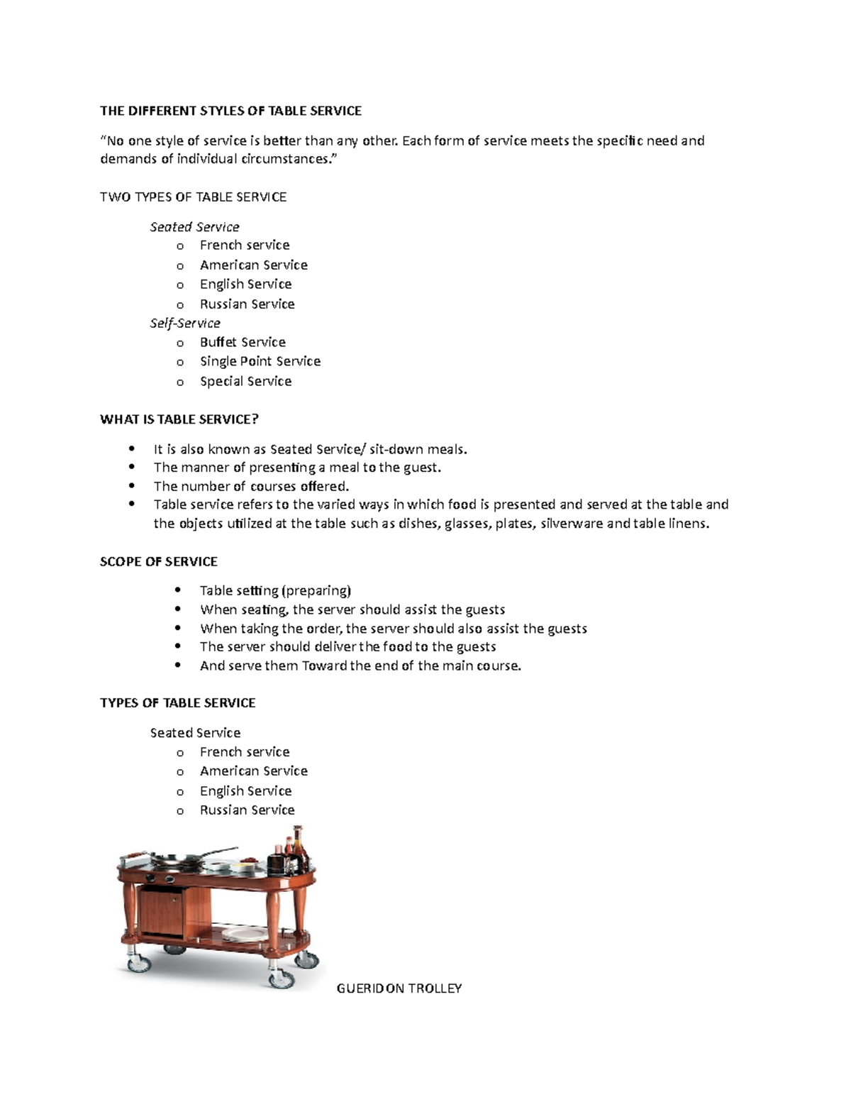 THE Different Styles OF Table Service - THE DIFFERENT STYLES OF TABLE ...