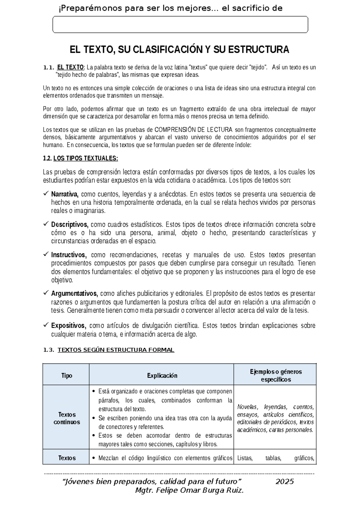 Clasificación y Estructura de Textos - Análisis Completo (3) - Studocu