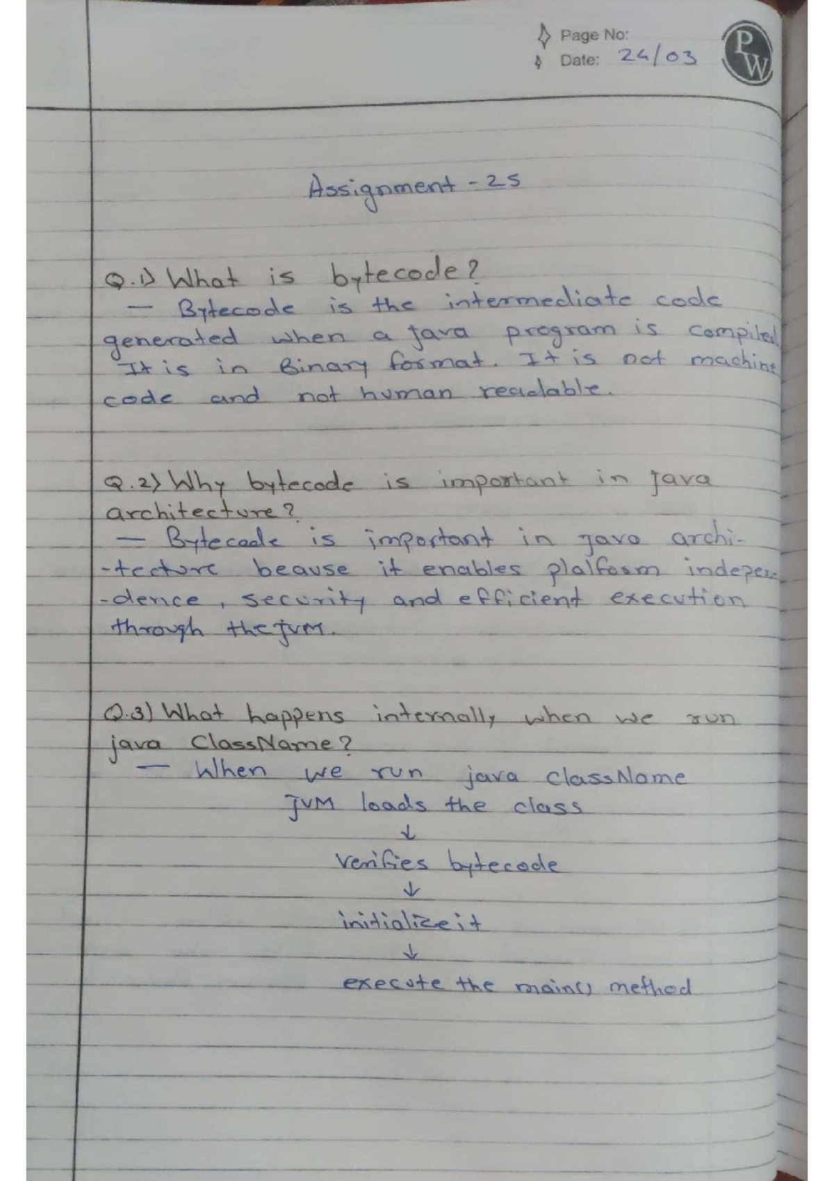 Assignment 25 - best for study - Java Programming - b Page No: Date e ...