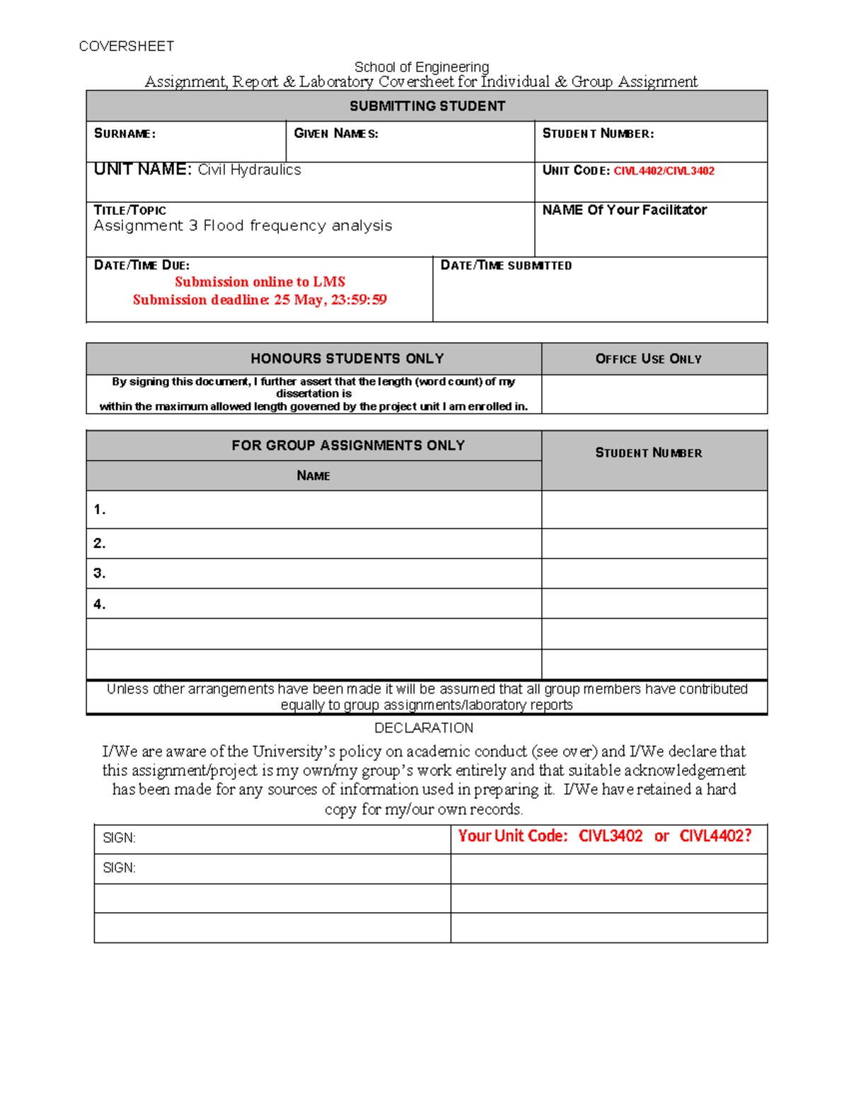 CIVL3402/CIVL4402 Assignment 3: Flood Frequency Analysis Report - Studocu
