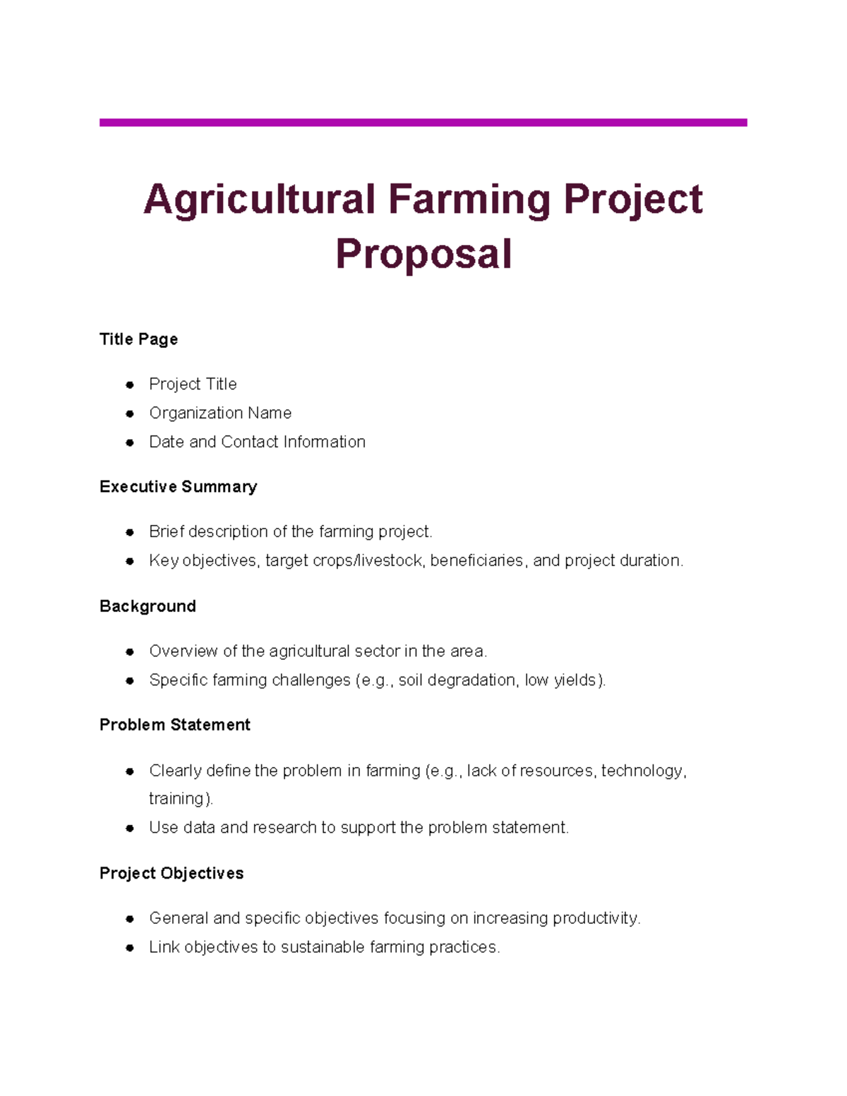 Agricultural Farming Project Proposal: Key Objectives & Challenges ...