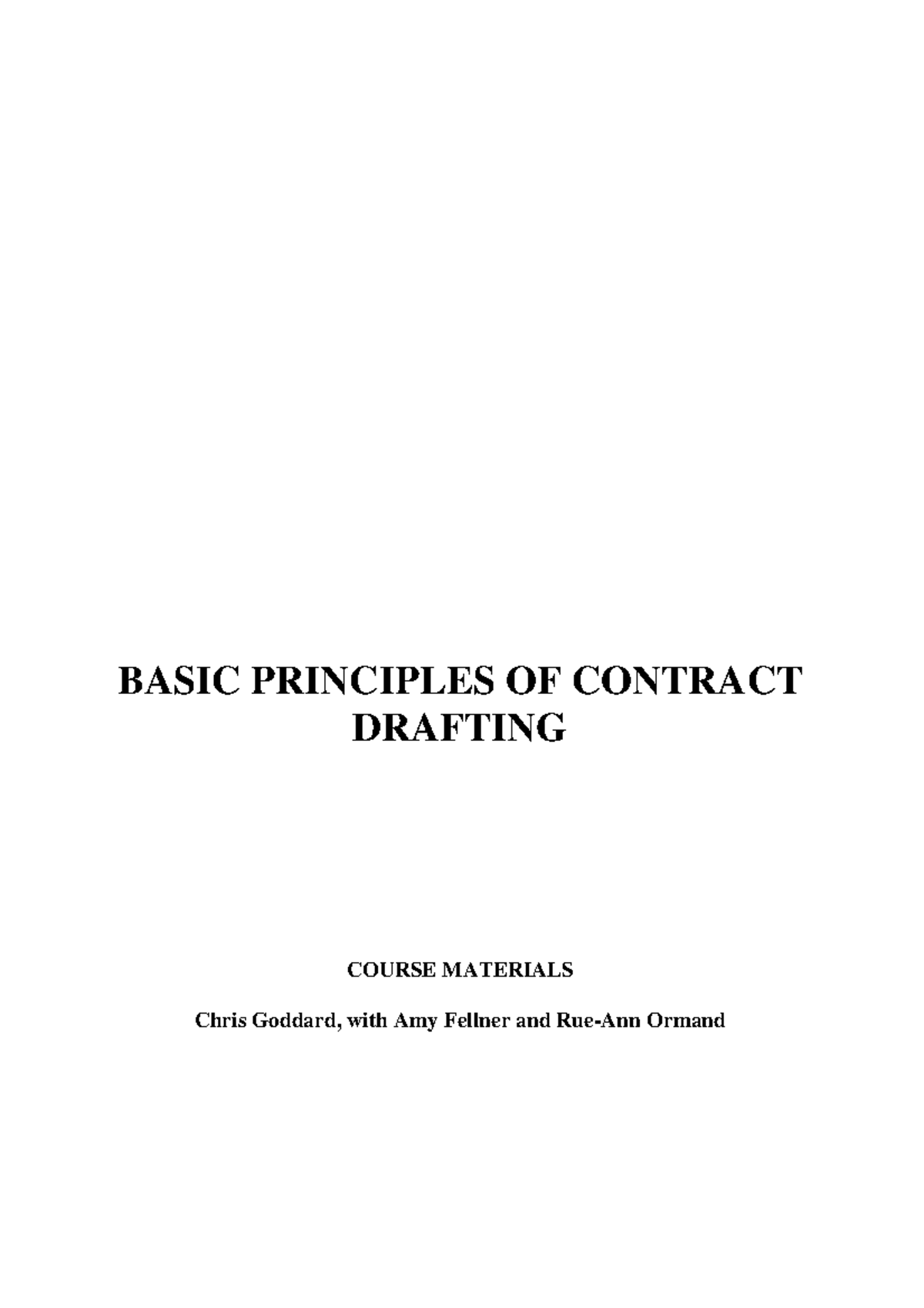 BASIC PRINCIPLES OF CONTRACT DRAFTING (C101) COURSE MATERIALS - Studocu