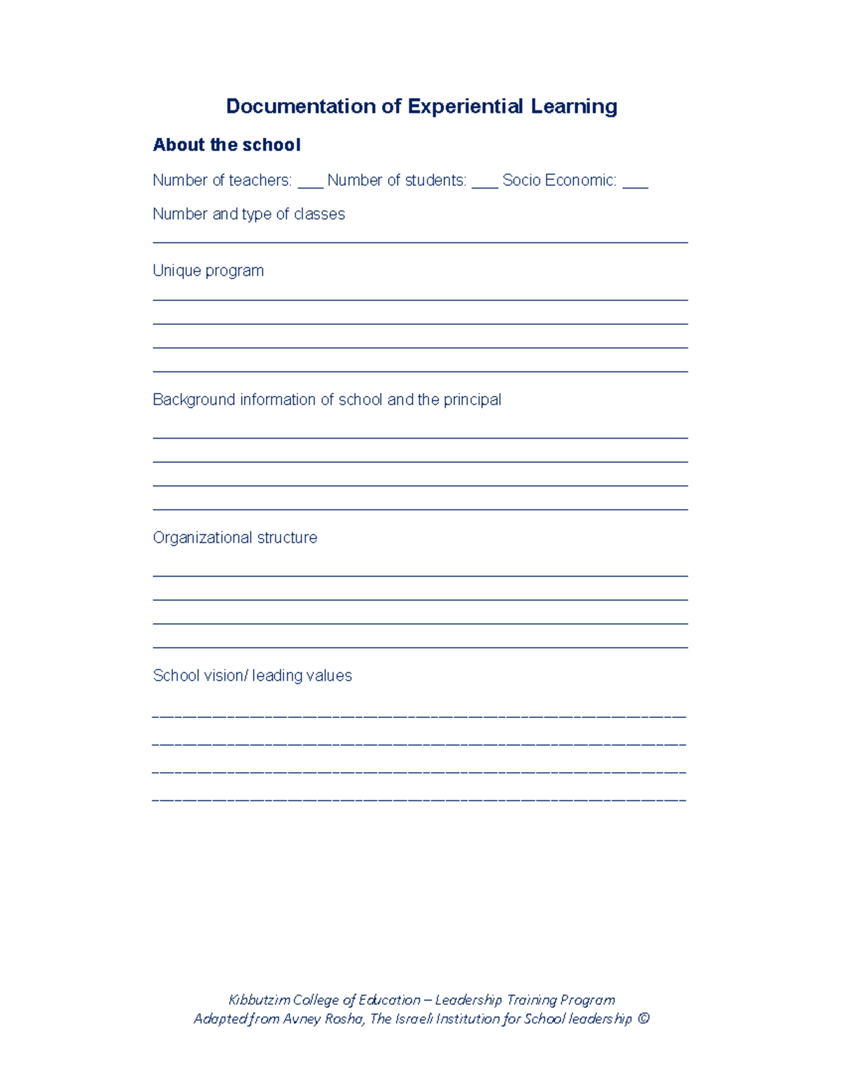 Recording the experiential learning - Kibbutzim College of Education ...