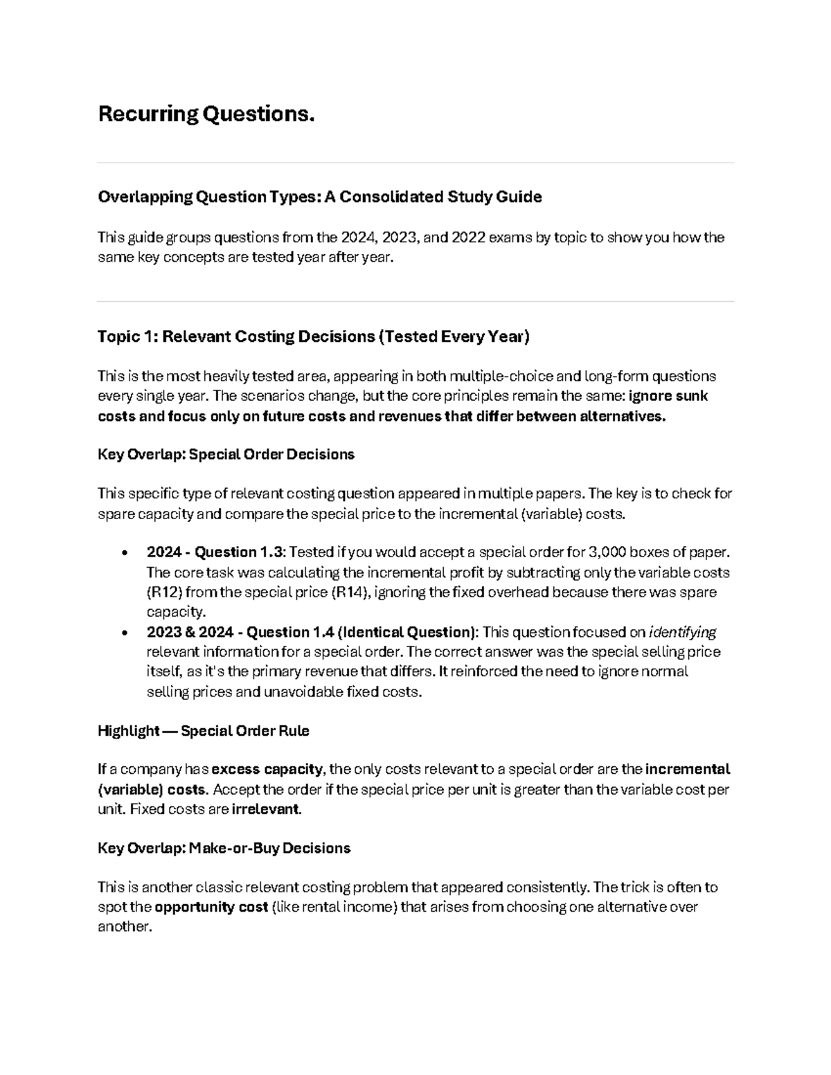 FBS St2 Recurring Questions: Consolidated Study Guide for Exams - Studocu