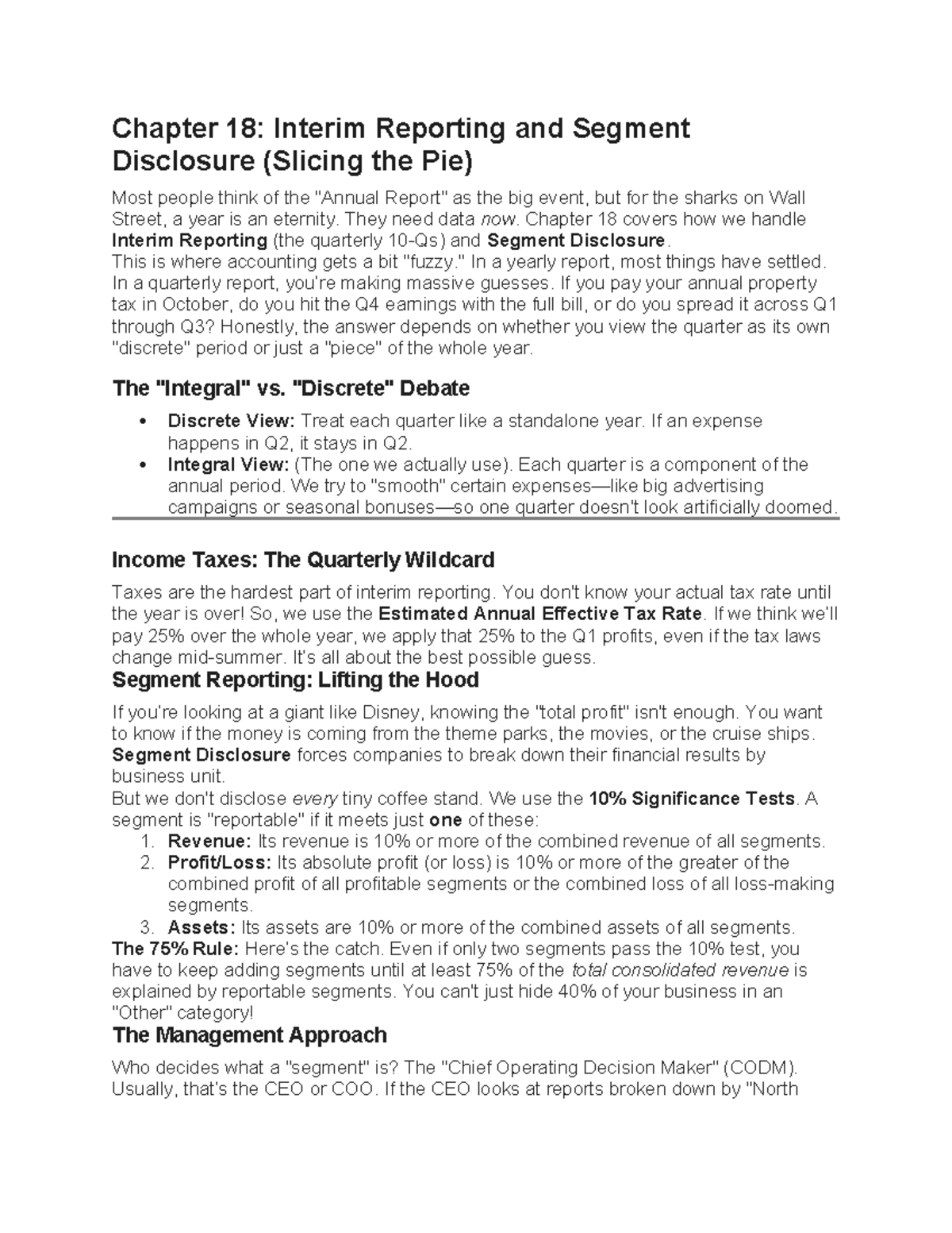 Chapter 18: Interim Reporting & Segment Disclosure Insights - Studocu