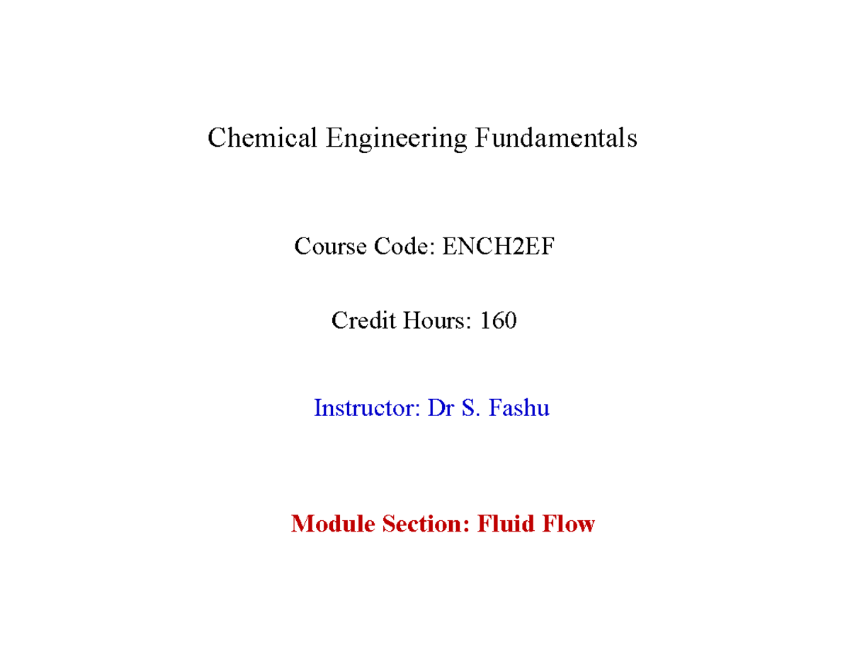 Fluid Dynamics Lecture Notes ENCH2EF: Macroscopic Equations - Studocu