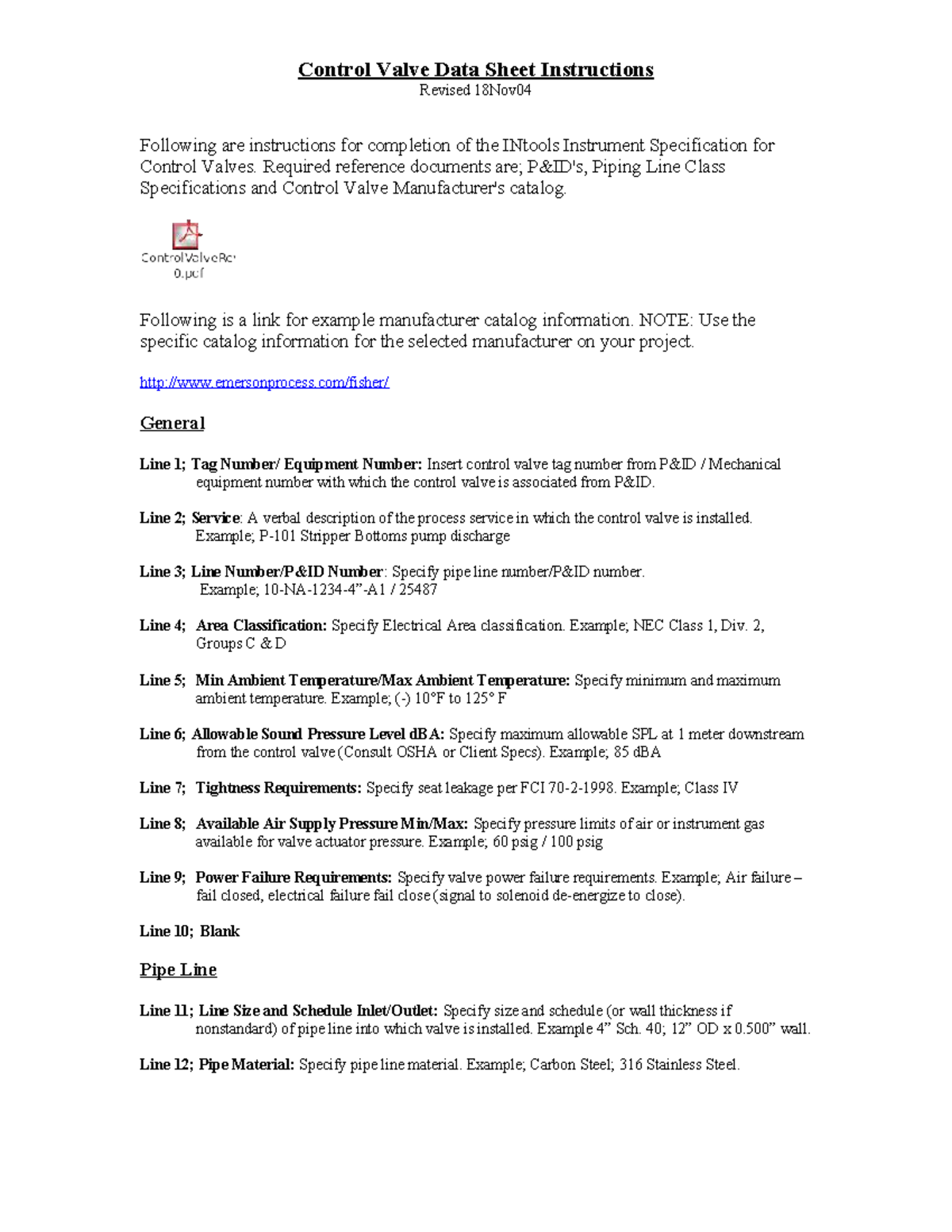 Control Valve Data Sheet Instructions (Revised 18Nov04) - Studocu