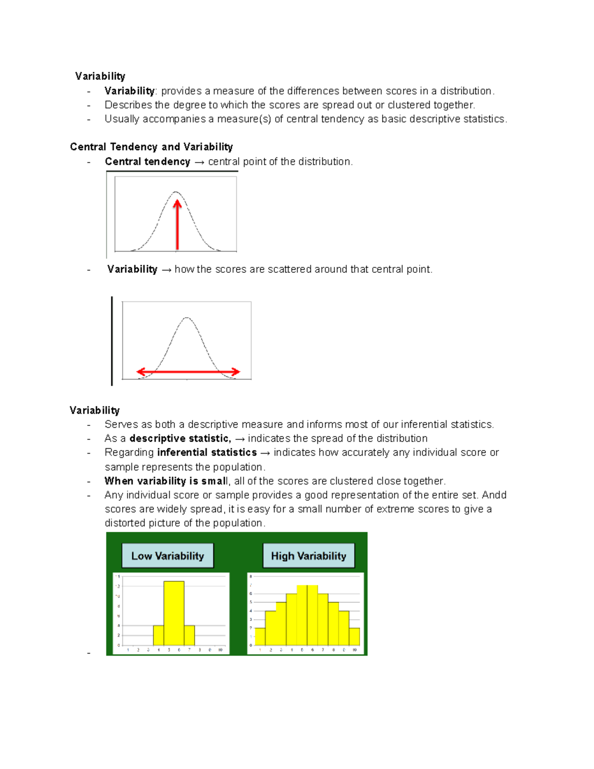 Psych Stats Notes: Variability, Central Tendency & Hypothesis Testing ...