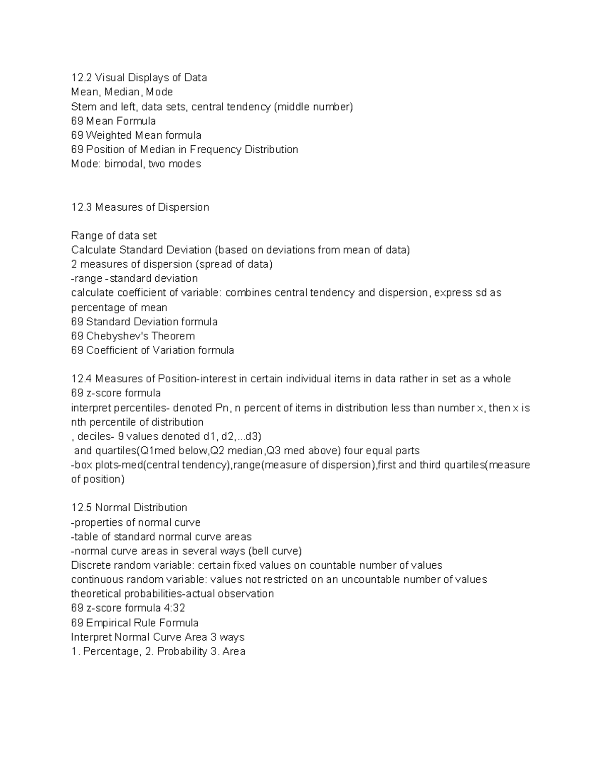 Math Study Guide 12: Data Visualization & Dispersion Concepts - Studocu