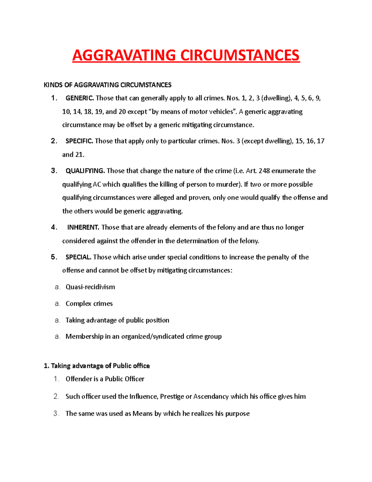 Understanding Aggravating Circumstances in Criminal Law - Studocu