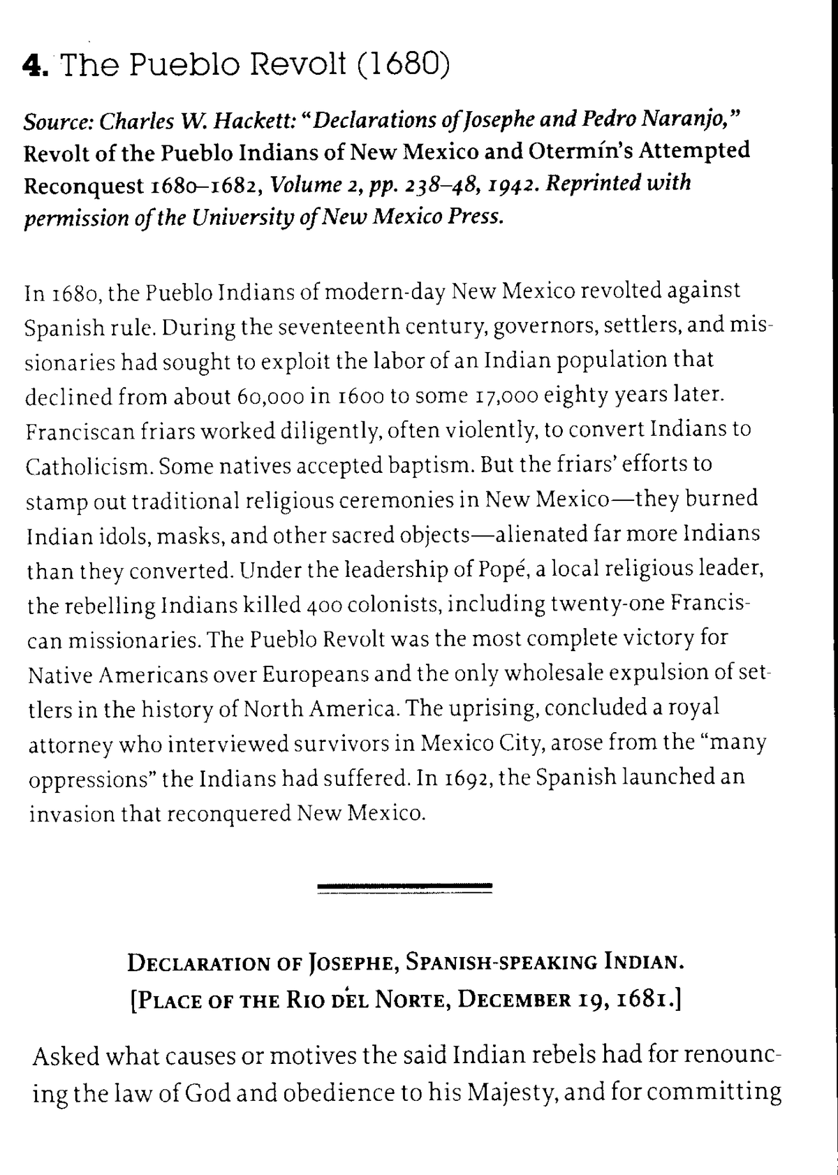 Final Exam Study Guide: The Pueblo Revolt (1680) - Course Code XYZ123 ...