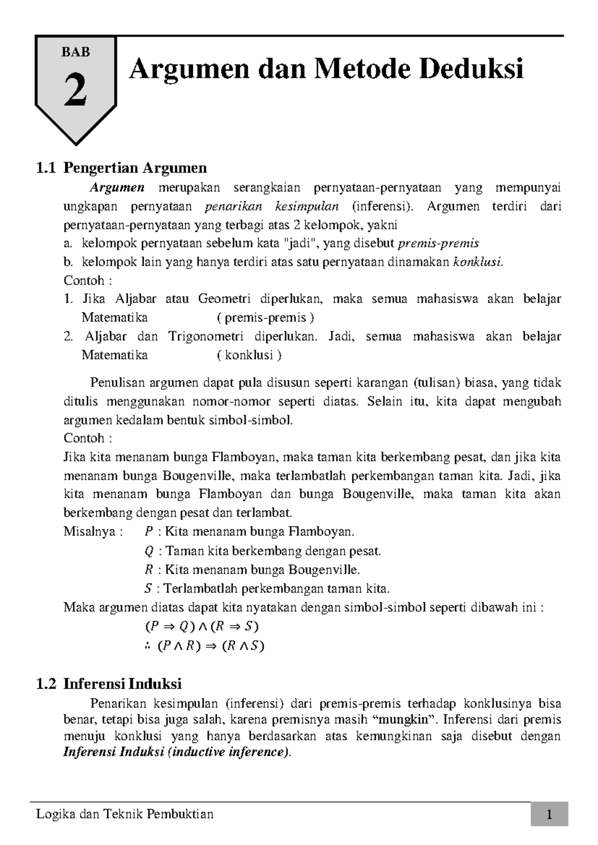 BAB 2: Argumen dan Metode Deduksi dalam Logika (Mata Kuliah Logika ...