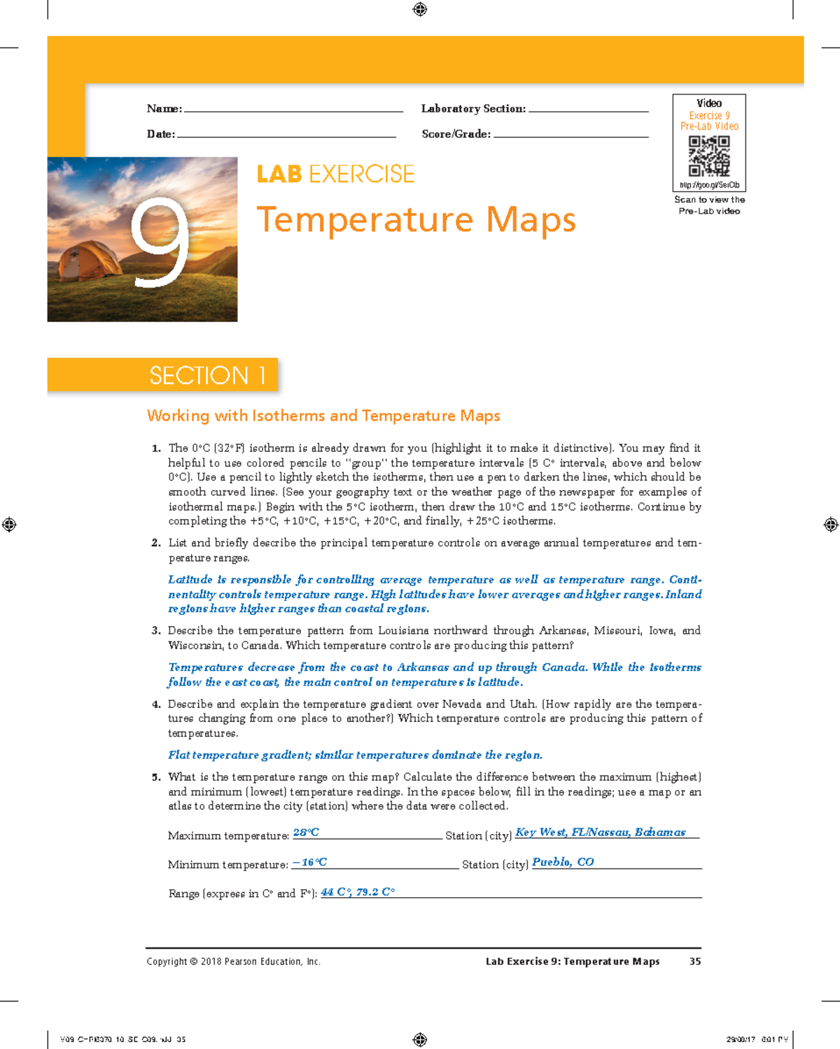 GHY 104L LAB 9-10 - temperature maps and Temperature and Pressure Profiles - Copyright © 2018 ...
