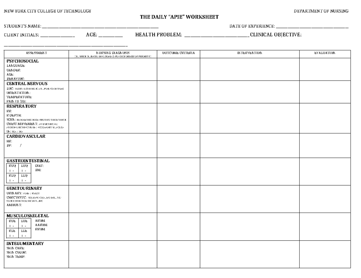 APIE with lead ins - APIE SHEET - NEW YORK CITY COLLEGE OF TECHNOLOGY ...