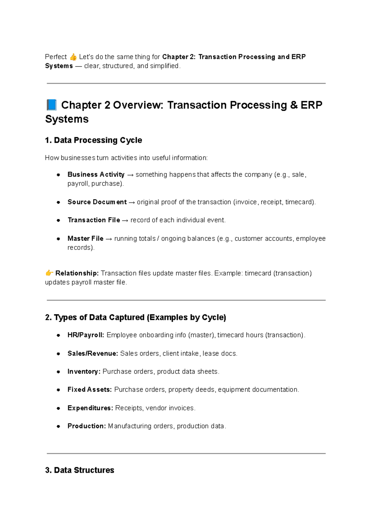 Chapter 2: Transaction Processing & ERP Systems Overview - AIS Notes ...